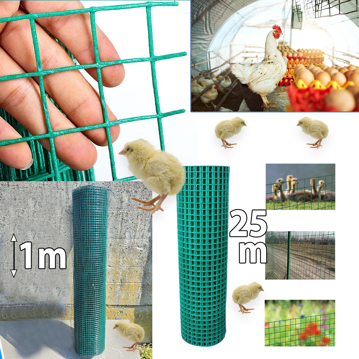 Ograda za kokošinjac - četvrtasta metalna ograda 1m – Mediteran Shop